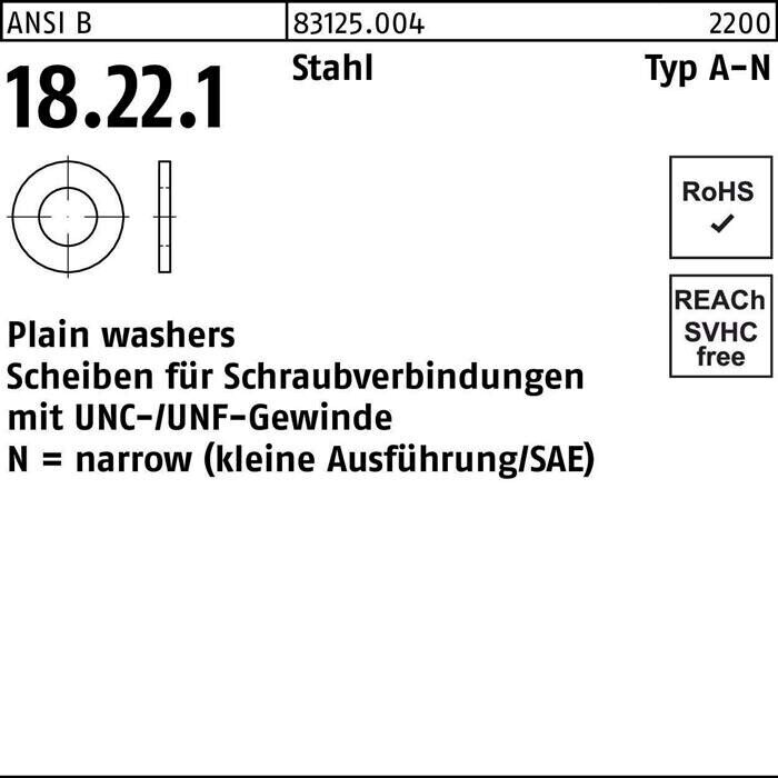 REYHER Unterlegscheibe ANSI B18.22.1 Typ A-Narrow 7/16" Stahl ...