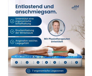 AM Qualitätsmatratzen Gelschaum-Topper 7-Zonen 90x210cm 8cm Höhe Tencel ...