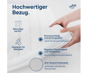 AM Qualitätsmatratzen Gelschaum-Topper 7-Zonen 90x210cm 8cm Höhe Tencel ...