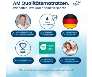 AM Qualitätsmatratzen Gelschaum-Topper 7-Zonen 90x210cm 8cm Höhe Tencel ...