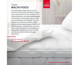 FDM Malta Matratzentopper Visco-Schaum 160x200cm 8cm H2/H4 (NAKLADKA ...