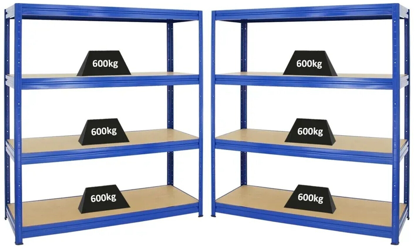 Proregal DINO Schwerlastregal 2er-Set, 4 Ebenen, 180x160x60cm, 600kg ...