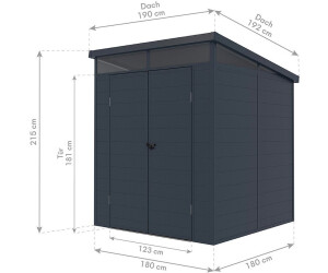 Westmann Topia M Kunststoff-Gerätehaus Pultdach Anthrazit 192x215x190cm ...