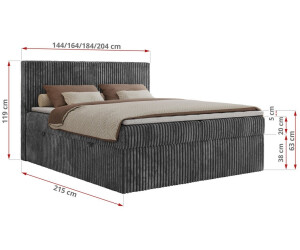 MKS Meble Tiliano Boxspringbett 180x200cm Cord Grau mit Bettkasten ...