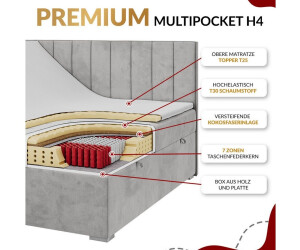 MKS Meble Tiliano Boxspringbett 180x200cm Cord Grau mit Bettkasten ...