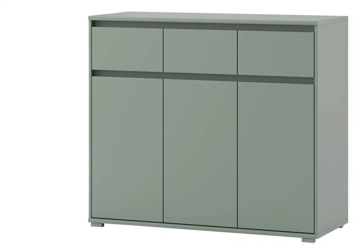 Sconto IKARUS Kommode 3 Türen, 3 Schubladen, Salbeigrün matt ...