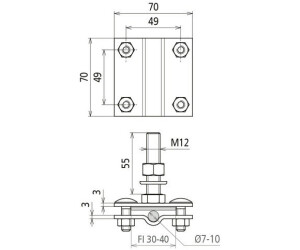 Dehn AK 7.10 FL40 GBM12X55 Anschlussklemme Erdungsfestpunkt V4A (478149 ...