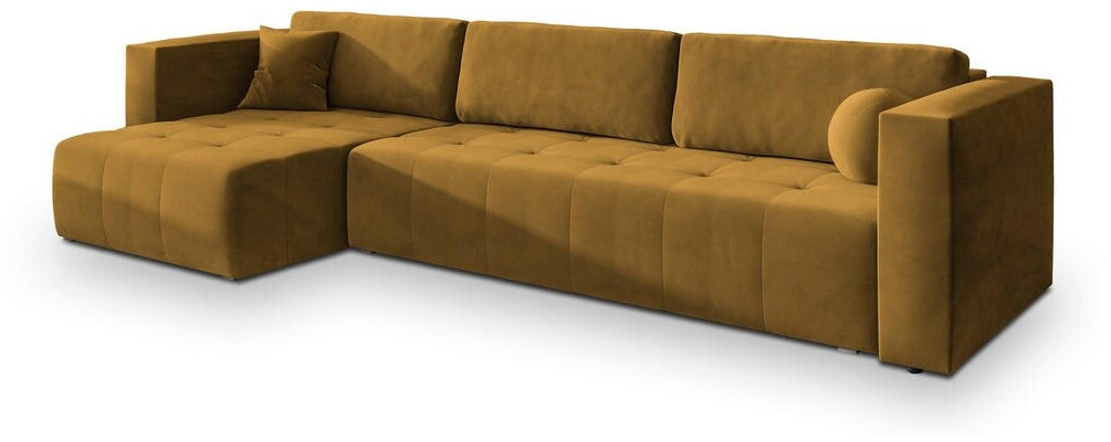 Masseno OLVERA Ecksofa L-Form mit Schlaffunktion & Bettkasten, Gelb ...