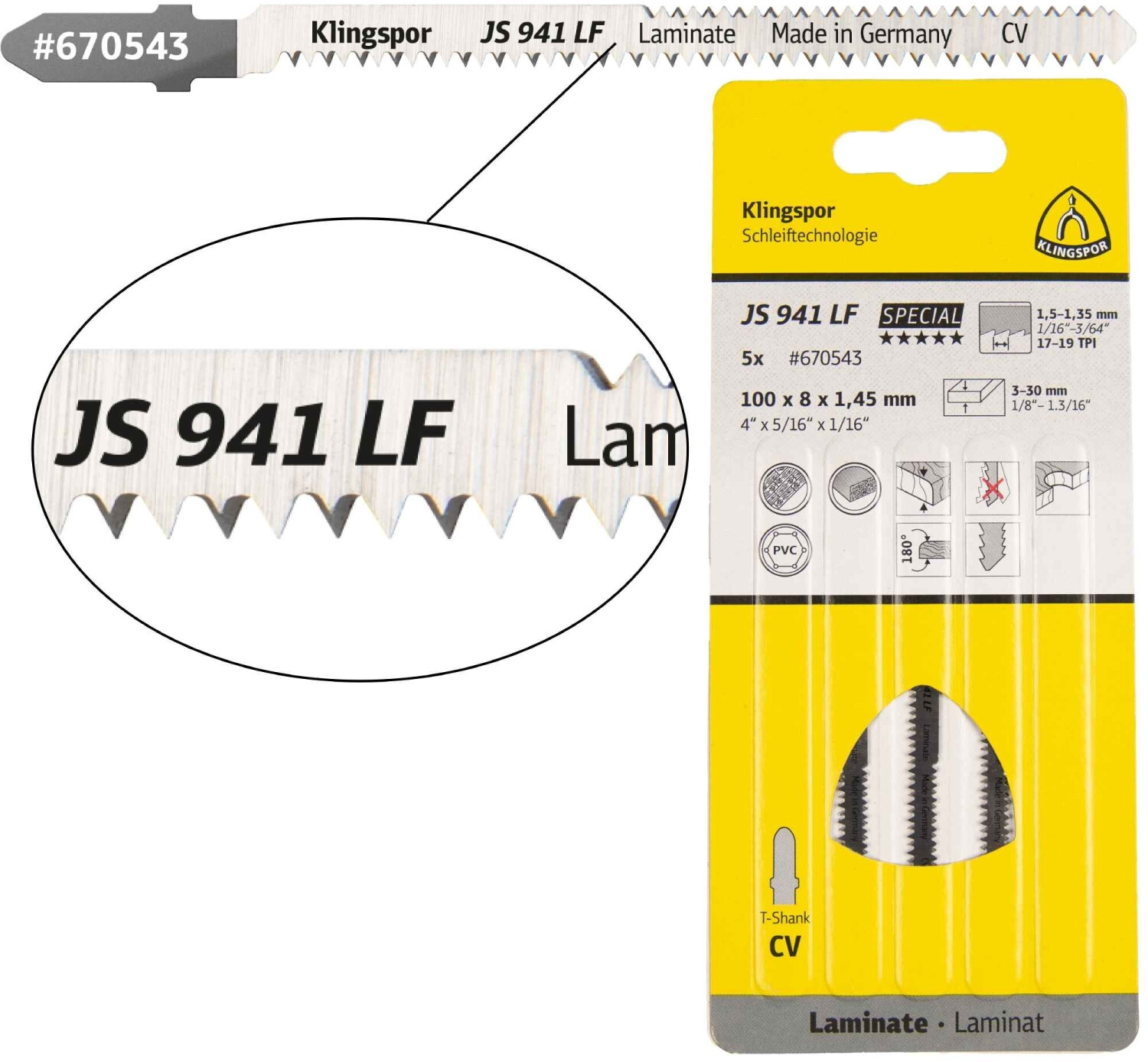 Klingspor JS 941 LF Stichsägeblatt für Laminat & Vinyl 100x5x1,45mm 5er ...