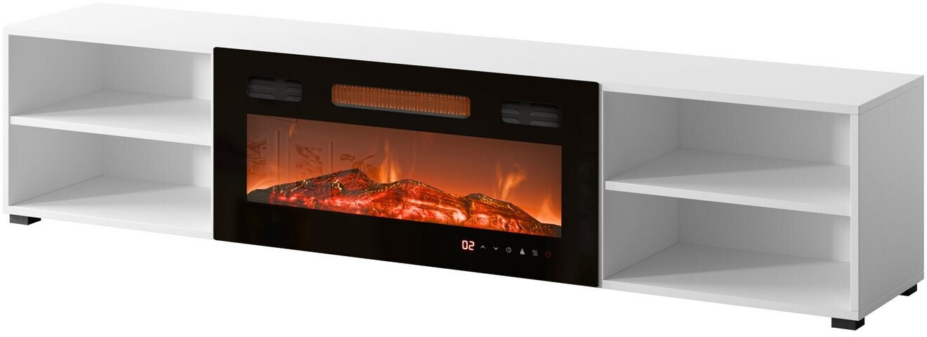 Mirjan24 TV-Lowboard Polo 180 mit Kamin, LED-Flamme, Gehärtetes Glas ...