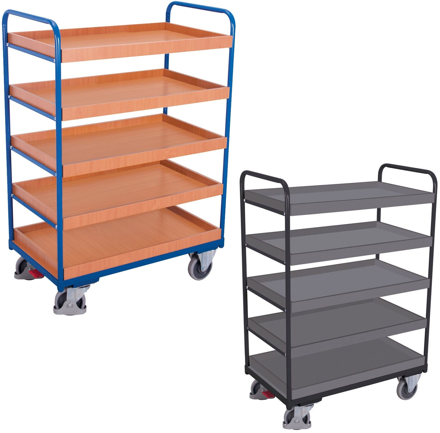 VARIOfit Etagenwagen 5 Etagen, 250kg, EasySTOP, 1165x755mm (sw-800.248 ...