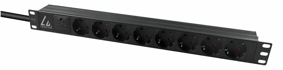 Lanview Stromverteilereinheit (PDU) 8 AC-Ausgänge 19" 1U Schwarz (LVR ...