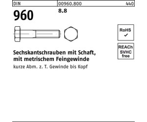 Reyher Sechskantschraube mit Schaft Feingewinde M36x3x120 8.8 (DIN 960 ...