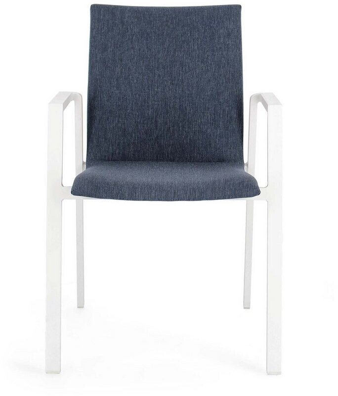 Bizzotto Odeon Armlehnstuhl Aluminium Textilene Weiß/Denim stapelbar ...
