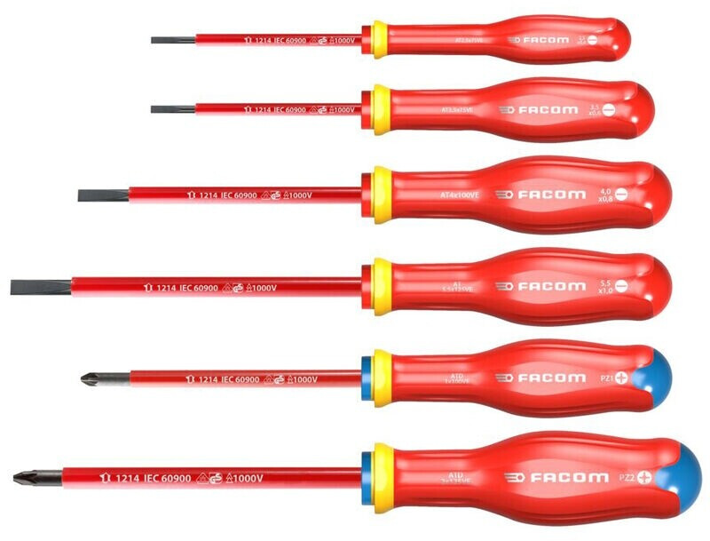 Facom Protwist VDE Schraubendreher-Set 6-teilig SL/PZ 1000V (ATDVE.J6PB ...