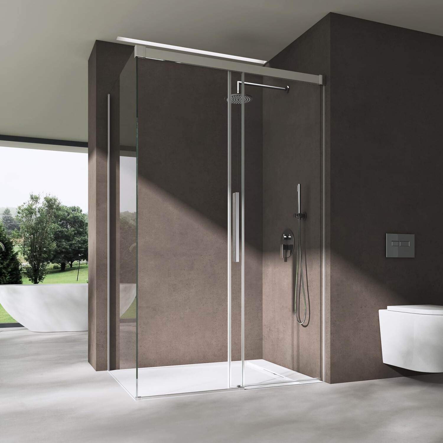 doporro Ravenna12K Eckdusche Schiebetür Soft-Close ESG Klarglas Nano ...