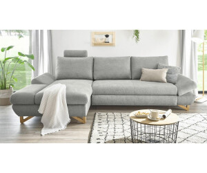 Furn.Design Skalm Ecksofa L-Form Strukturstoff hellgrau, Ottomane links ...