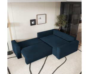Masseno Eronis R-S Ecksofa L-Form mit Schlaffunktion & Bettkasten, Blau ...