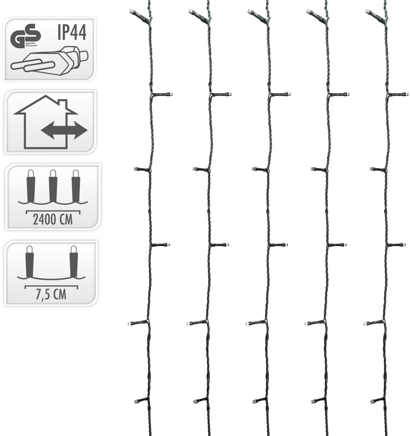 ECD Germany LED-Lichterkette 24m 320 LEDs Warmweiß Innen/Außen IP44 ...