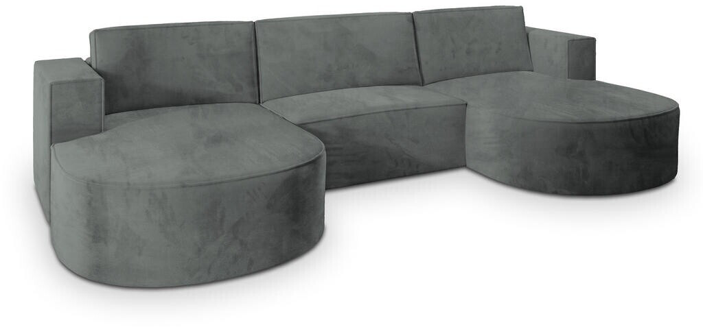 Masseno VEZZO M Ecksofa U-Form mit Schlaffunktion & Bettkasten, Grau ...