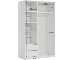 Masseno NISSE Schwebetürenschrank 2-türig, Weiß/Schwarz, 120x205x60cm ...