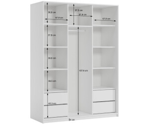Masseno NISSE Schwebetürenschrank 3-türig 180x205x60cm Kaschmir, 4 ...