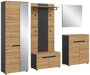 Inn.Furn Cooper Garderoben-Set 5-teilig, Eiche/Grau, Soft-Close, 250cm ...