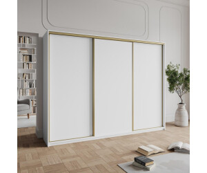 Masseno Nisse Schwebetürenschrank 3-türig 270x205x60cm Weiß/Gold (SZAFA ...