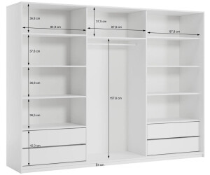 Masseno Nisse Schwebetürenschrank 3-türig 270x205x60cm Weiß/Gold (SZAFA ...
