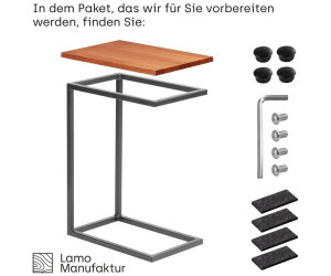 LAMO Manufaktur Beistelltisch Massivholz 45x30x60cm, Gestell Schwarz ...