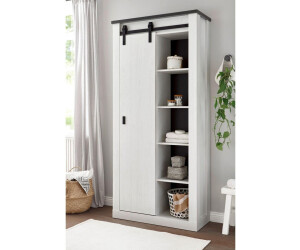 Furn.Design Stove Hochschrank Weiß Pinie Anthrazit Schiebetür 93x201cm ...