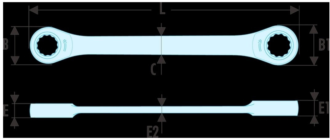Facom Knarren-Ringschlüssel 12-Kant gerade 5/8"x11/16" (64.5/8X11/16 ...