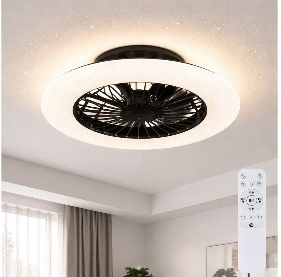 Globo Deckenventilator mit LED-Beleuchtung dimmbar CCT Sterneneffekt ...
