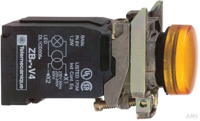 Schneider Electric Leuchtmelder BA9s 120VAC gelb/orange Ø22mm Metall ...