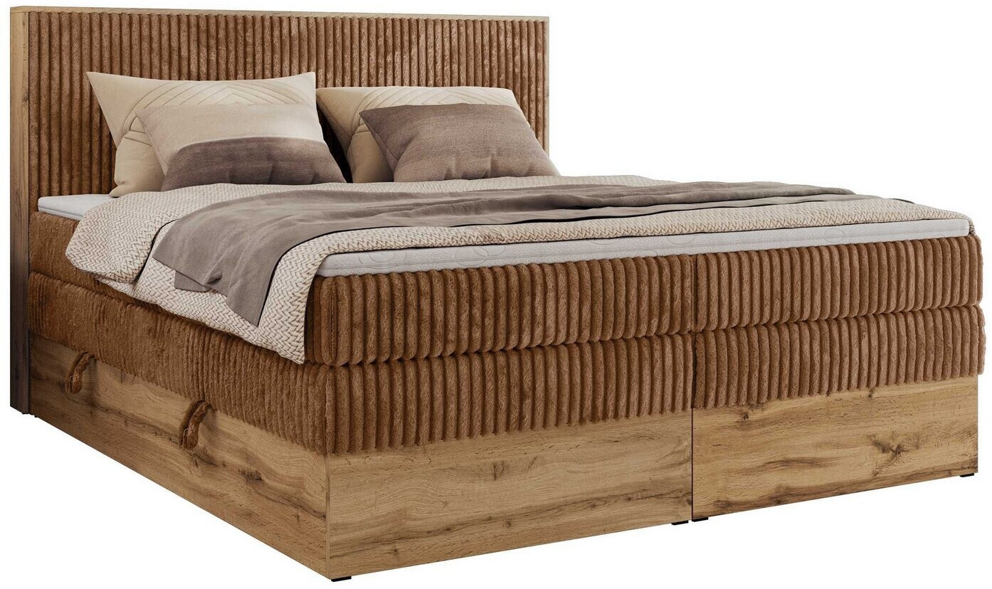 MKS Meble Wood Classic King Boxspringbett mit Multipocket-Matratze und ...