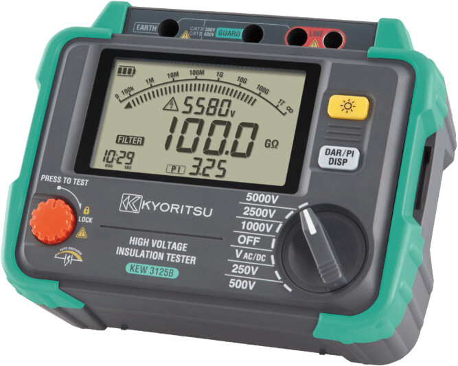 Kyoritsu KEW3125B Tester di Isolamento Alta Tensione Digitale 5kV ...