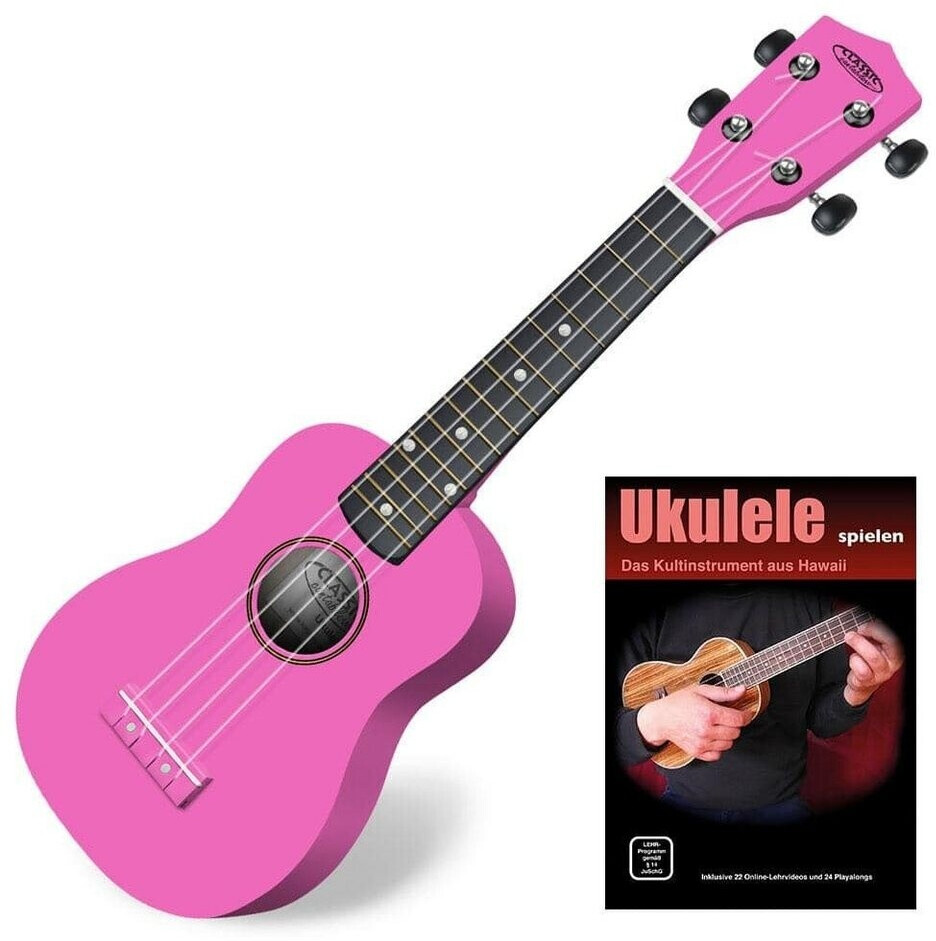 Classic Cantabile US-100 PK Sopran-Ukulele Pink Set inkl. Lernheft Neu ...