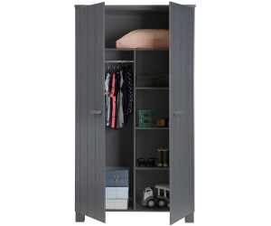 Pharao24 Kleiderschrank in Dunkelgrau Kiefer Massivholz (10034829) ab ...