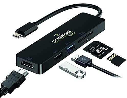 TECNOWARE FHUB17693 (USB-C 2 Ports) Dockingstation + USB Hub Schwarz ab ...