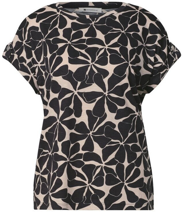 Street One Frauen Dropped Shoulder Shirt mit Muster in Schwarz Gr ...