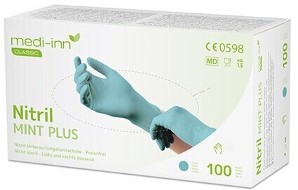 Medi-Inn Nitril Mint Plus Einmalhandschuhe puderfrei S / 100 Stück ab 8 ...