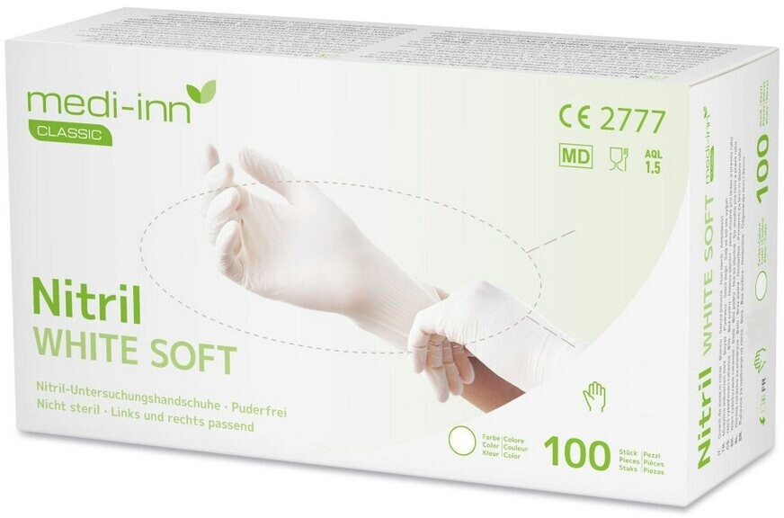 Medi-Inn Nitril white soft Einmalhandschuhe puderfrei 100 Stück / M ab ...