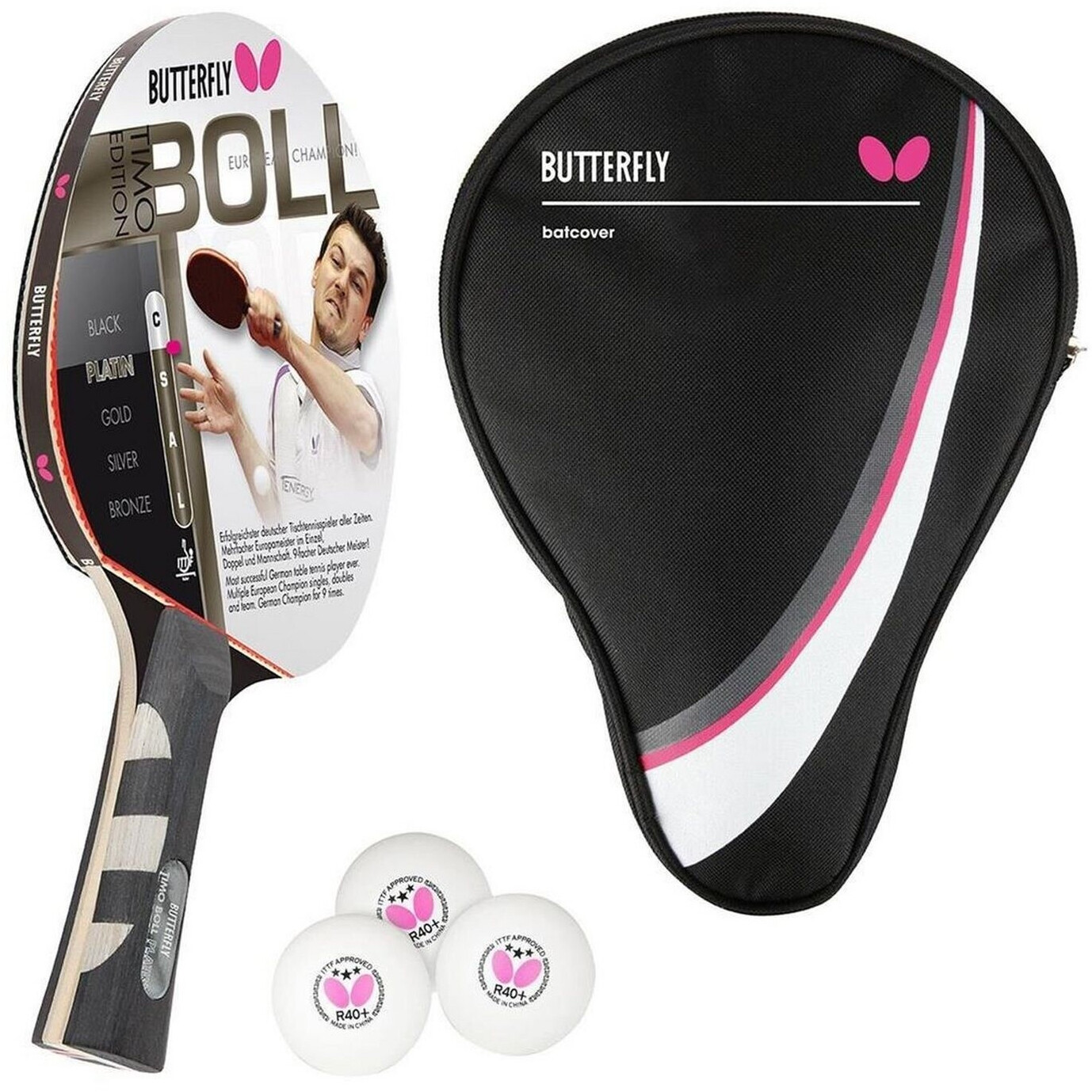 Butterfly 1x Timo Boll Platin 85025 + Drive Case + 3 x 3*** 40+ ab 50. ...