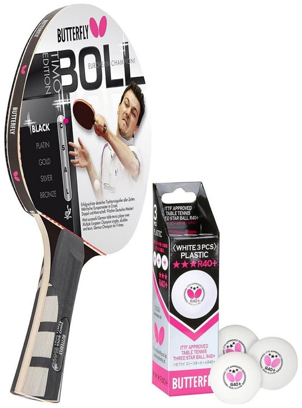 Butterfly 1x Timo Boll Black 85030 + 3x 40+ 3*** ab 50.99 ...