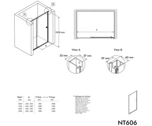 Bernstein NT606 Flex Nischendusche Drehtür 110x195cm, 6mm ESG Klarglas ...