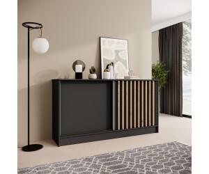 Beautysofa Horizon Sideboard 2 Schiebetüren Lamellen Schwarz/Eiche ...
