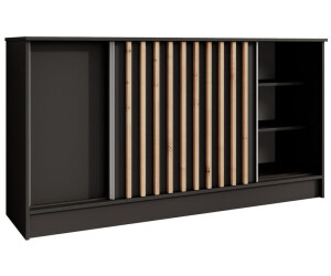 Beautysofa Horizon Sideboard 2 Schiebetüren Lamellen Schwarz/Eiche ...