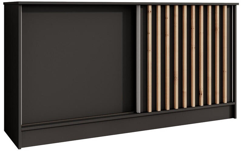 Beautysofa Horizon Sideboard 2 Schiebetüren Lamellen Schwarz/Eiche ...
