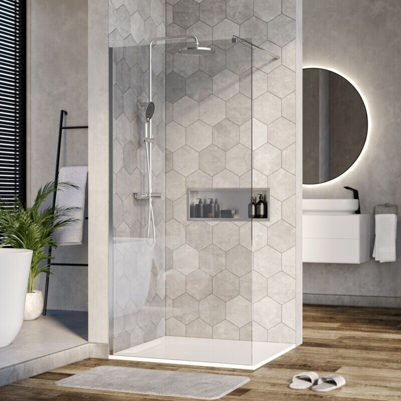 Bernstein EX101 Walk-In Duschwand 100x200cm, 10mm ESG Klarglas, Nano ...