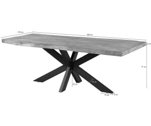 Massivmoebel24 Freeform 5 Esstisch Sheesham 180x90cm Kreuzgestell ...